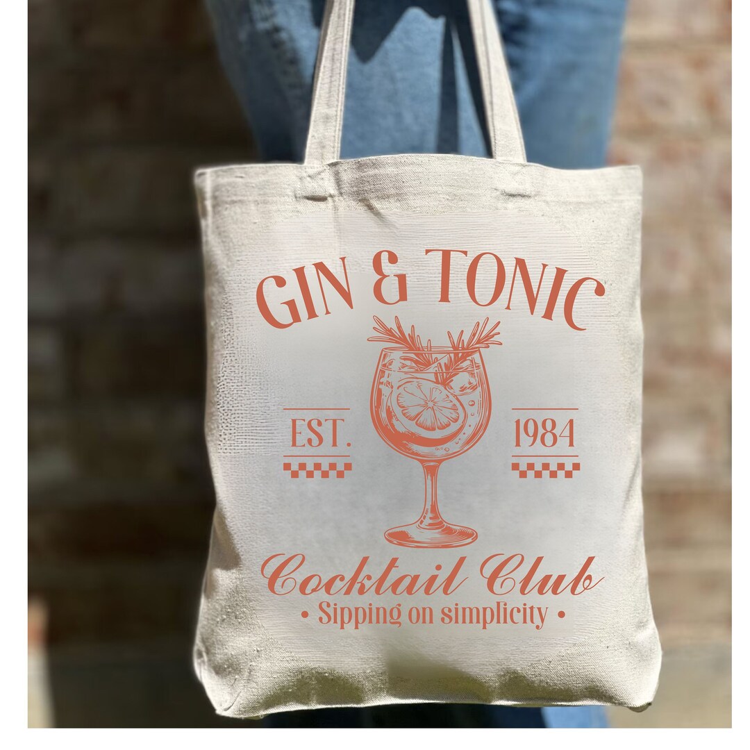 Gin and Tonic Cocktail Club Tote: Cotton Canvas Bag - Etsy