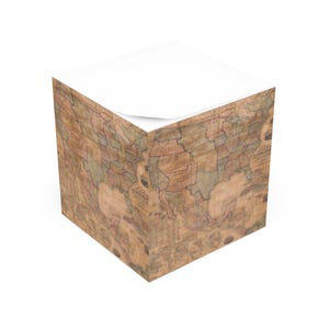 Paper Note Cube, Vintage USA Map Design for Desk, Office, Home Decor ...