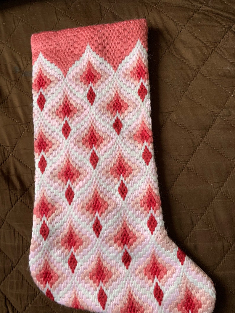 Needlepoint Christmas Stocking, Traditional Bargello Pattern 5 Shades ...