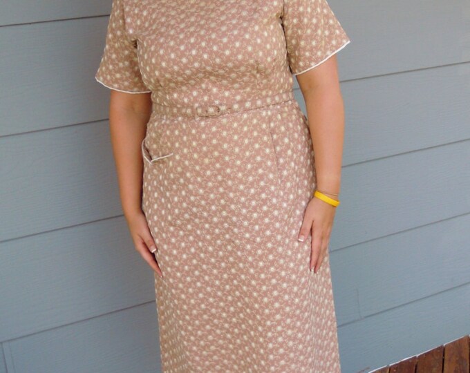 Vintage Peg Palmer Dress 1940s 1950s Embroidered Flowers Lace Medium ...