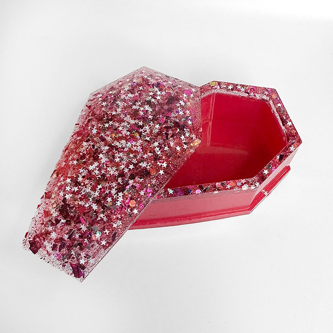 Pink Glitter Coffin Jewelry Box Goth Gift for Her Trinket Box Stash Box ...