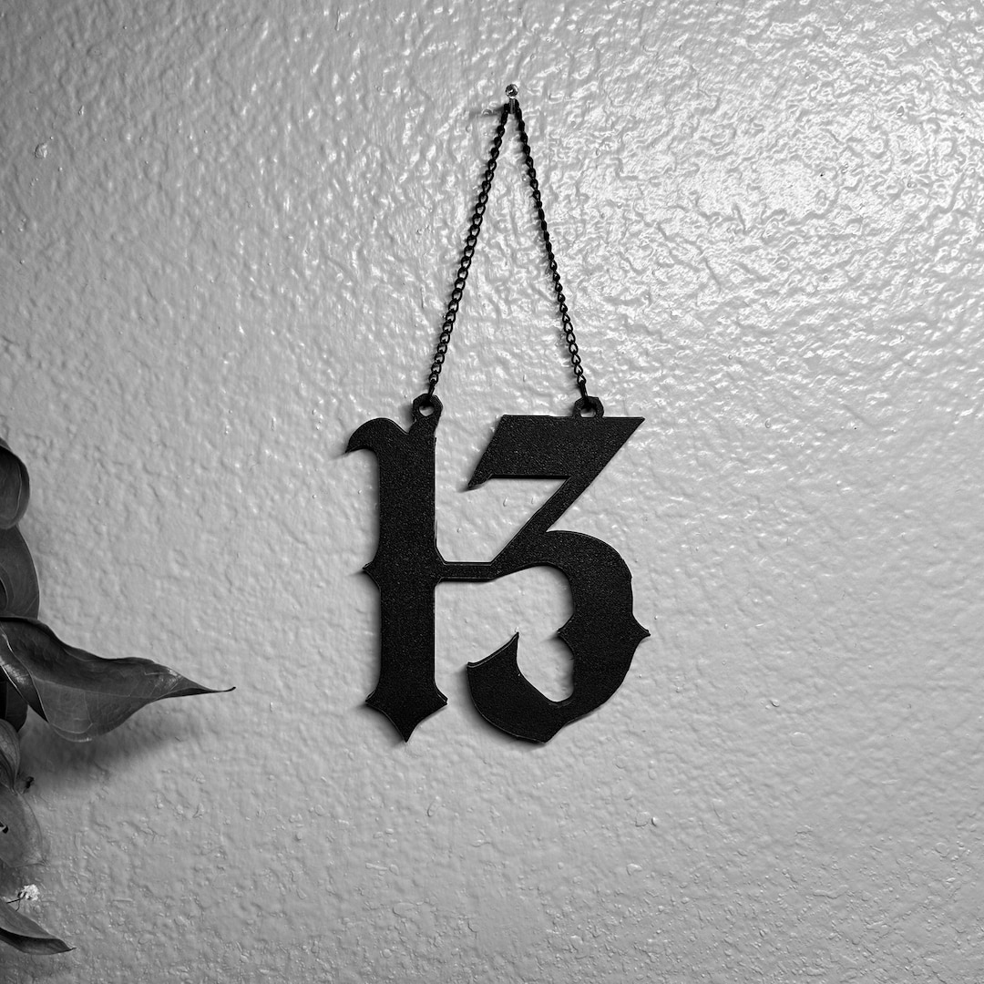 3D Printed Lucky 13 Wall Hanging Ornament Sign Goth Home Decor Horror ...