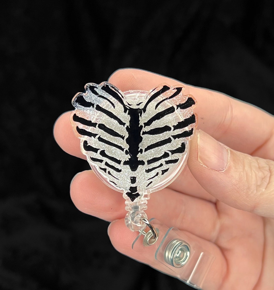 Skeleton Heart Retractable ID Badge Reel Halloween Badge Reel Spooky ...
