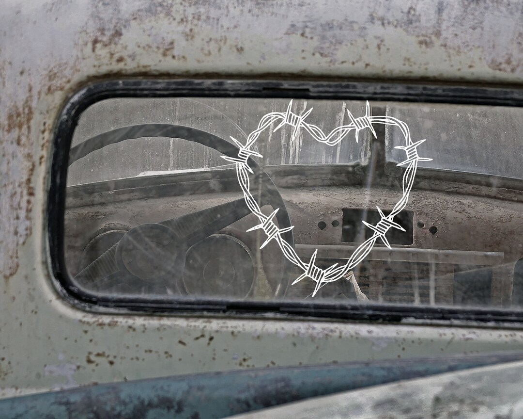 Barbed Wire Heart Vinyl Decal Sticker Goth Decals | Goth Car Decor ...