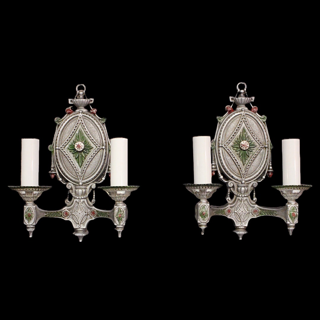 Antique 1920s Neoclassical Sconce Pair Art Nouveau Victorian Romantic ...