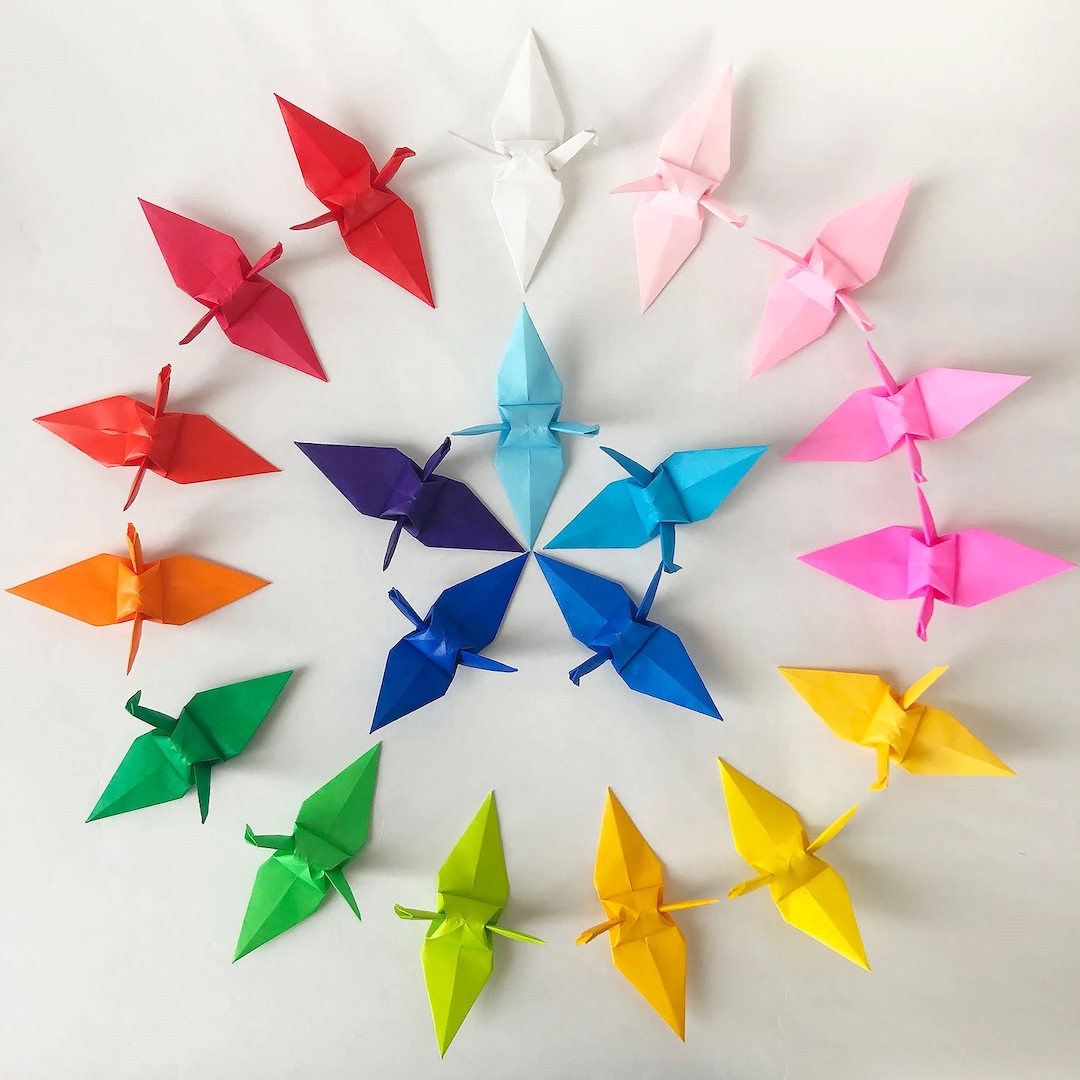 1000 3'' Origami Cranes, Multi Color Senbazuru, Rainbow Paper Cranes ...