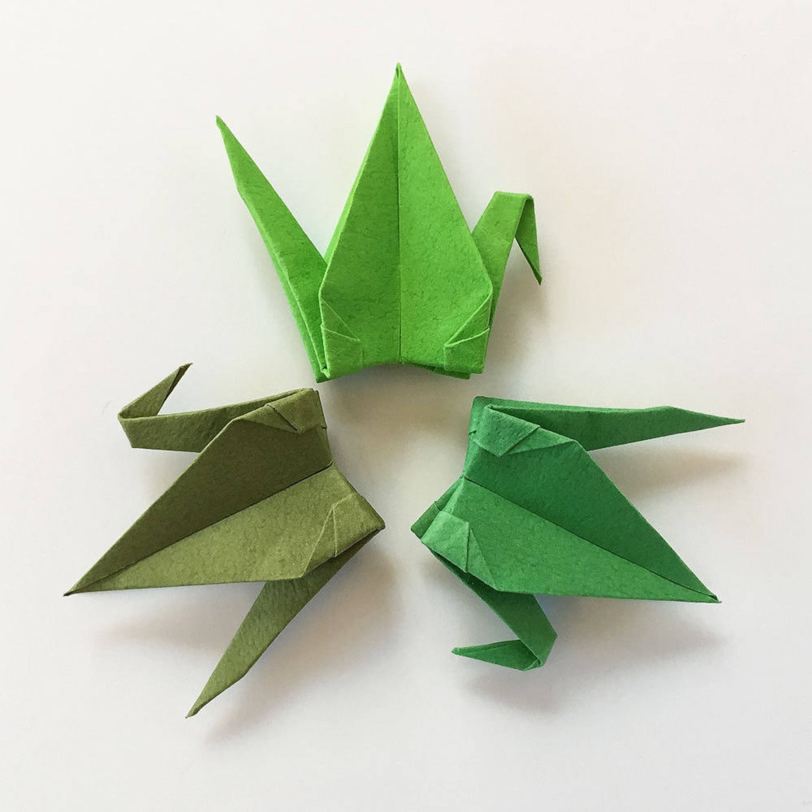 Set of 48 3 Green Tones Tant Origami Paper Cranes - Etsy