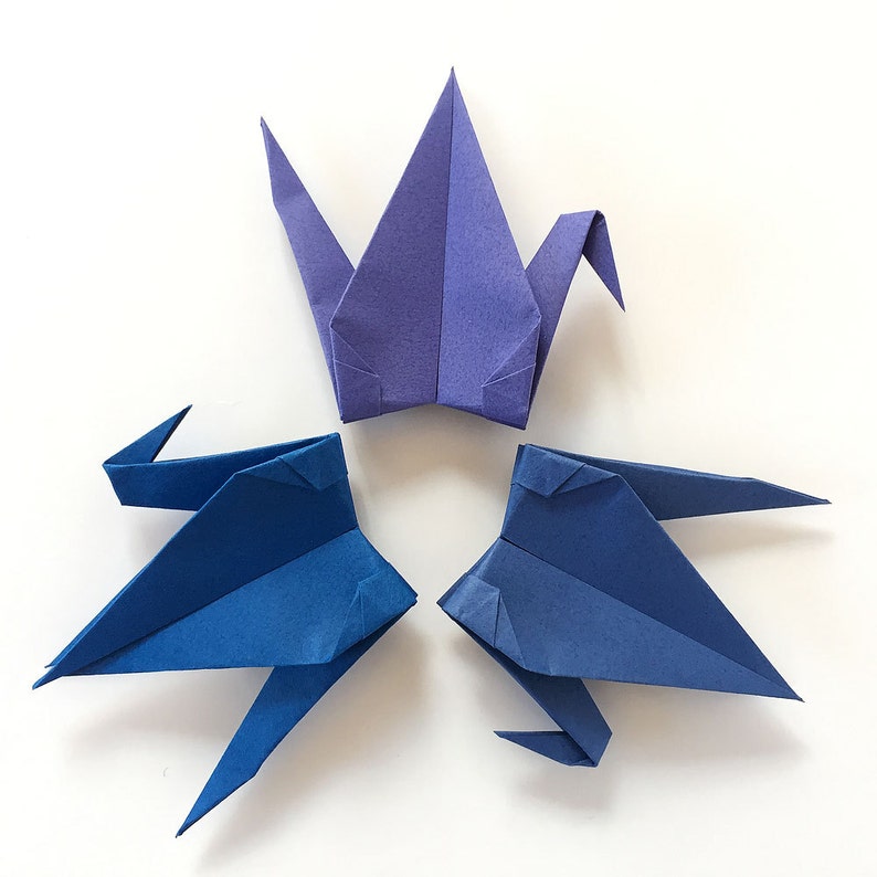 Set of 48 6 Blue Tones Tant Origami Paper Cranes | Etsy
