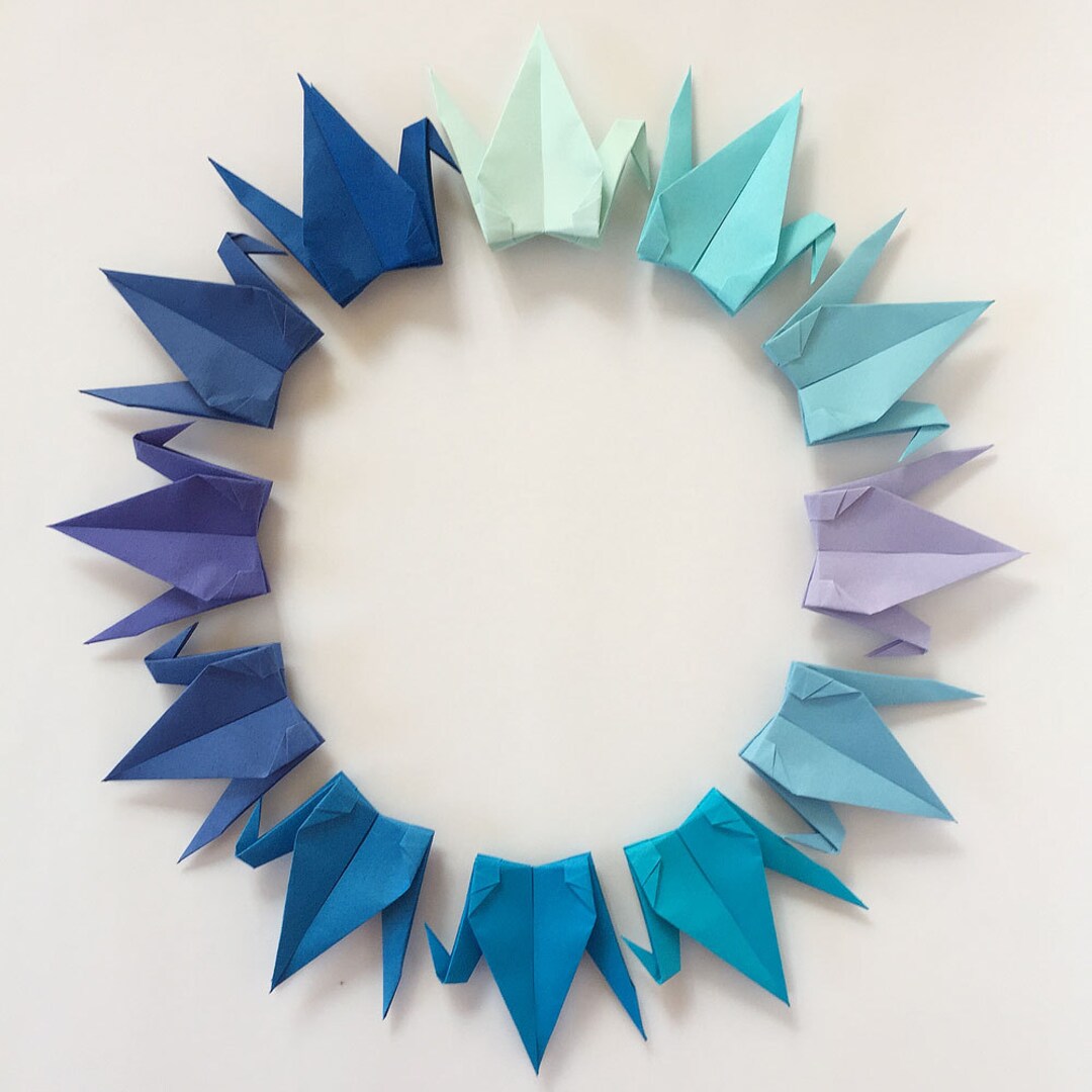 Set of 48 6" Blue Tones Tant Origami Paper Cranes - Etsy