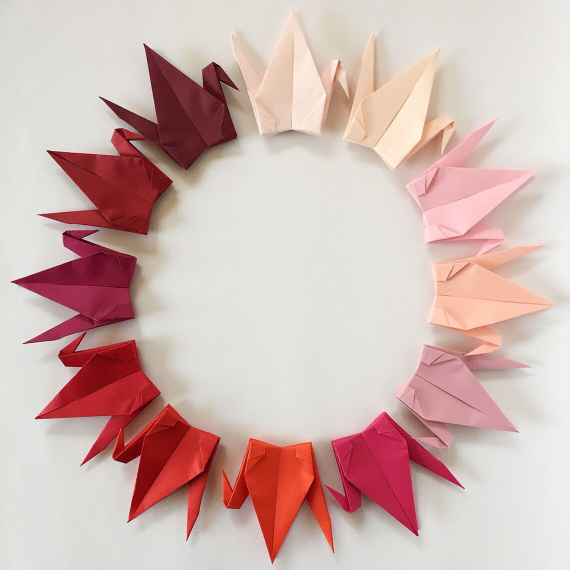 Set of 48 6 Red Tones Tant Origami Paper Cranes - Etsy