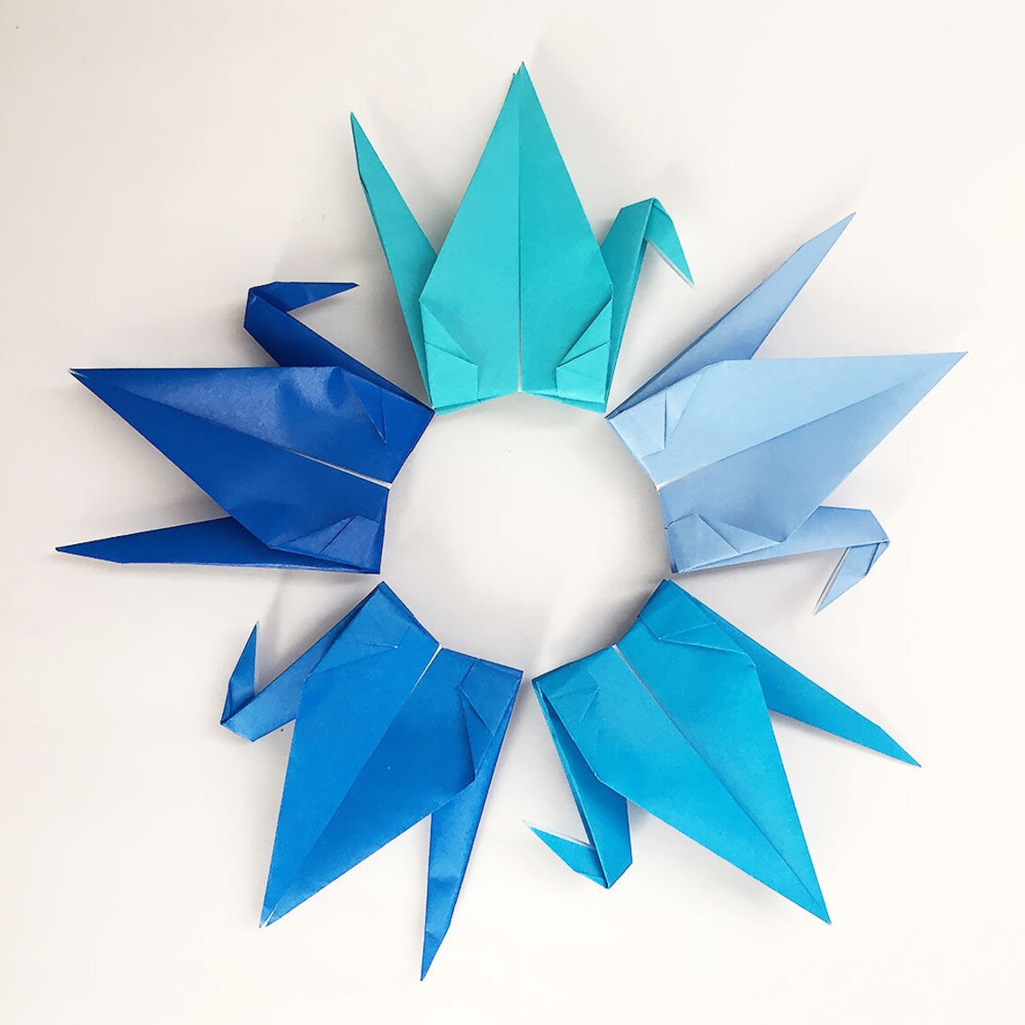 100 6 Origami Paper Cranes Blue Tones Tsuru Wedding | Etsy