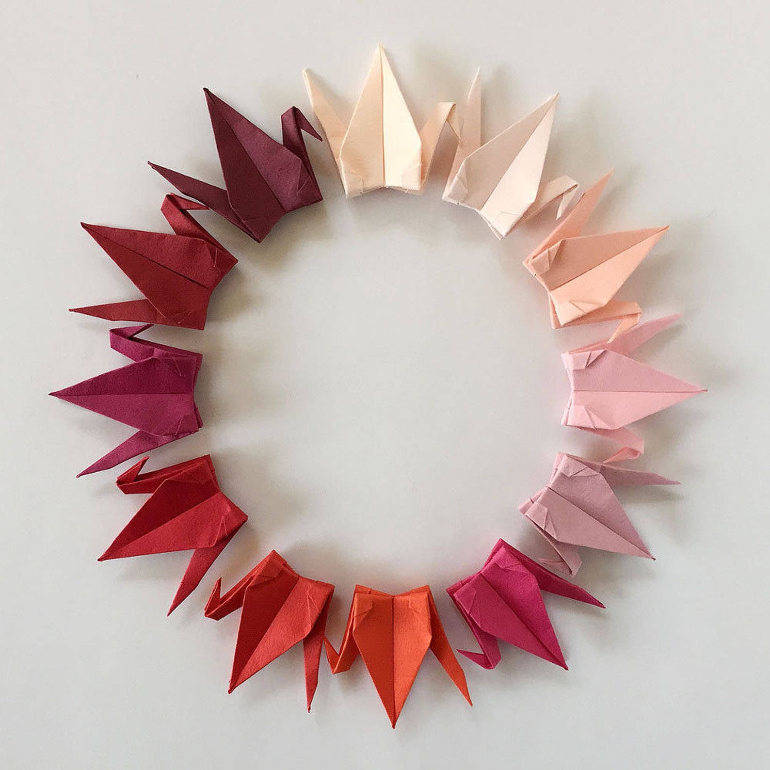 Set of 48 3 Red Tones Tant Origami Paper Cranes - Etsy