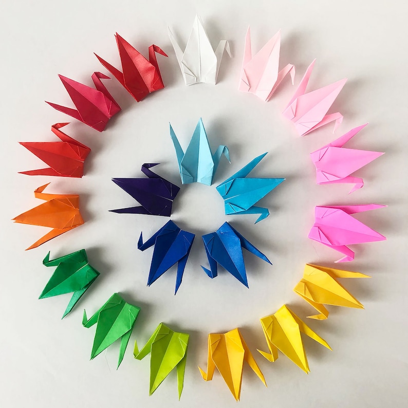1000 2" Origami Paper Cranes, Multi Color Senbazuru, Rainbow Wedding ...