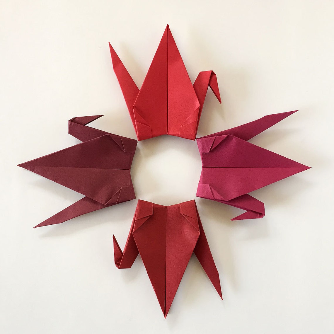 Set of 48 6 Red Tones Tant Origami Paper Cranes - Etsy