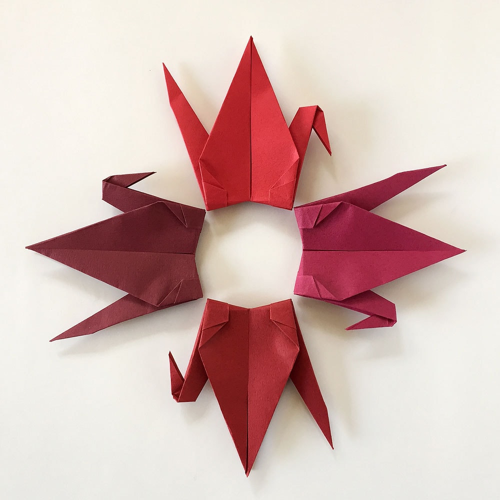 Set of 48 6 Red Tones Tant Origami Paper Cranes - Etsy