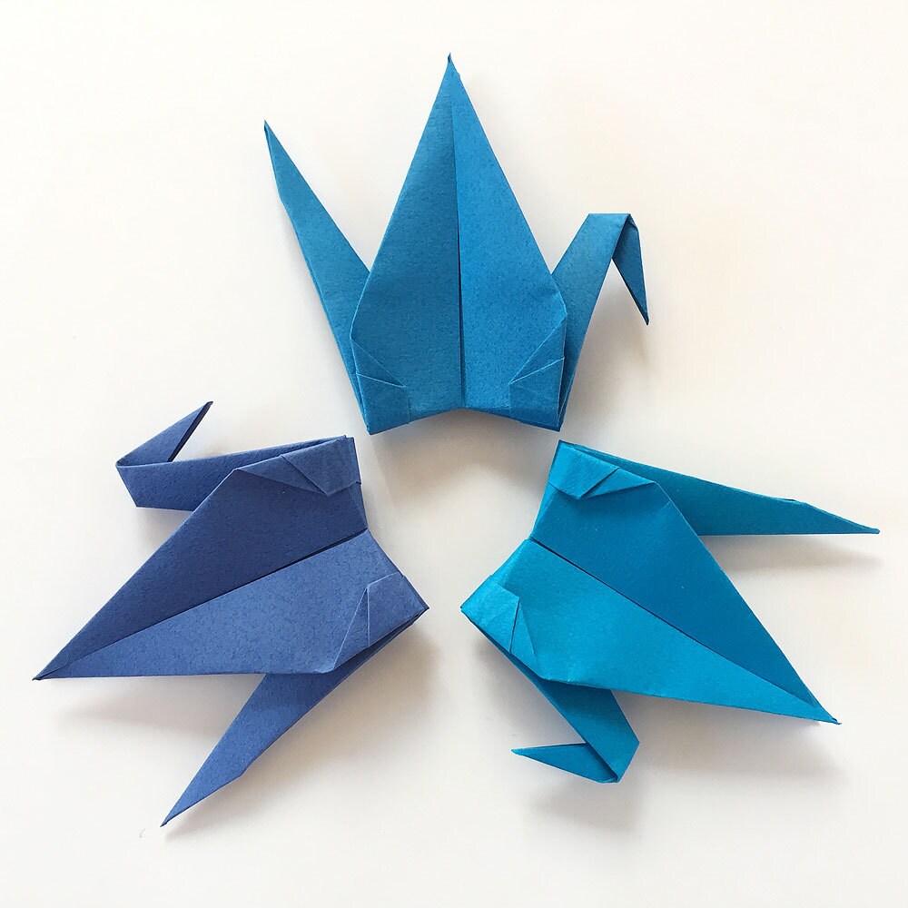 Set of 48 6 Blue Tones Tant Origami Paper Cranes - Etsy