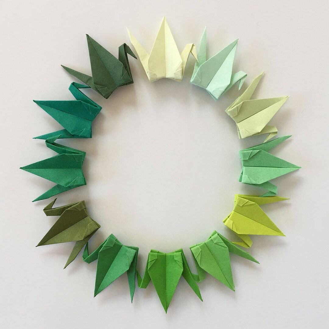 Set of 48 3" Green Tones Tant Origami Paper Cranes - Etsy