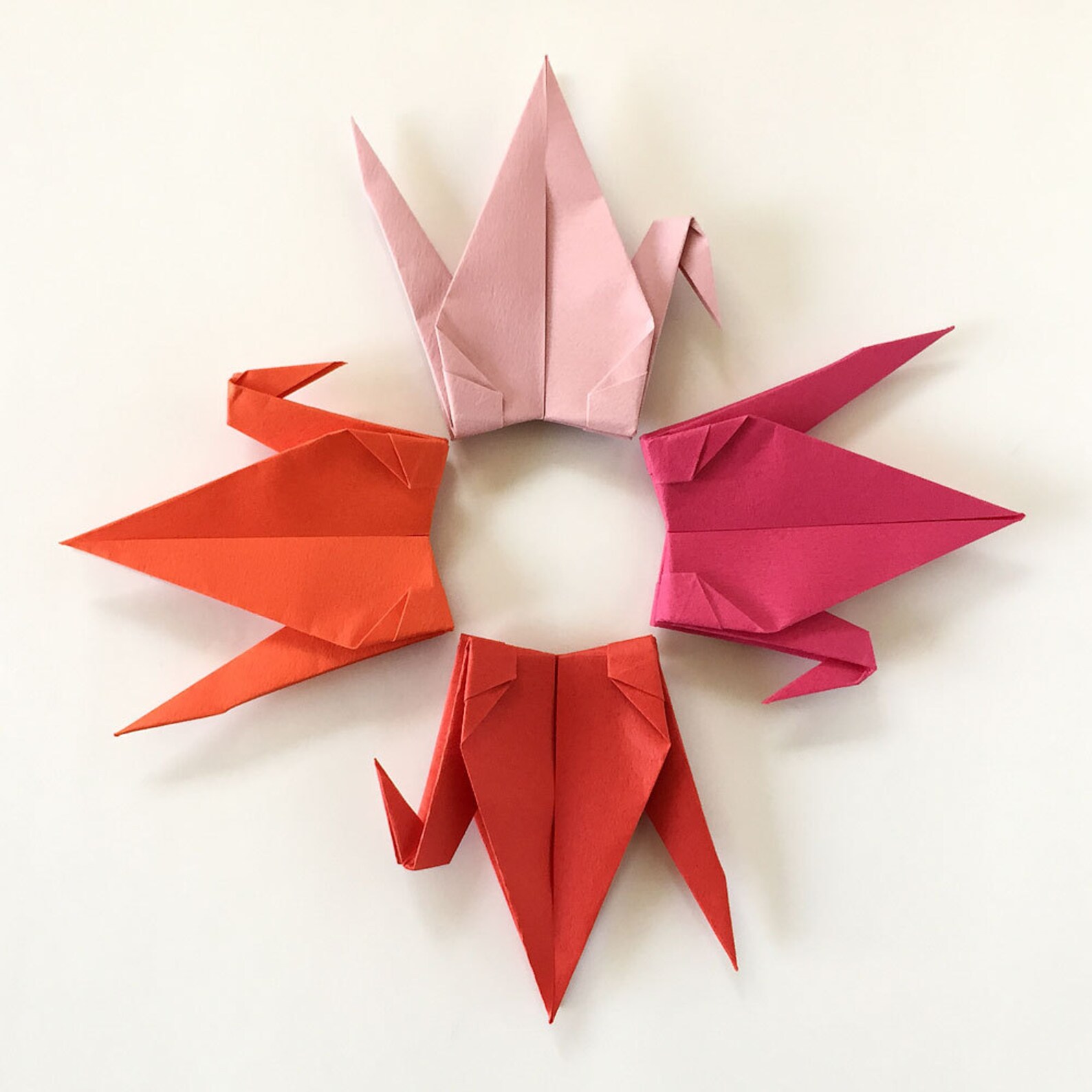 Set of 48 6 Red Tones Tant Origami Paper Cranes - Etsy