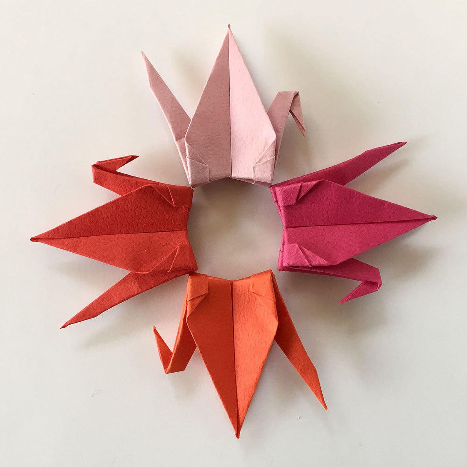 Set of 48 3 Red Tones Tant Origami Paper Cranes - Etsy