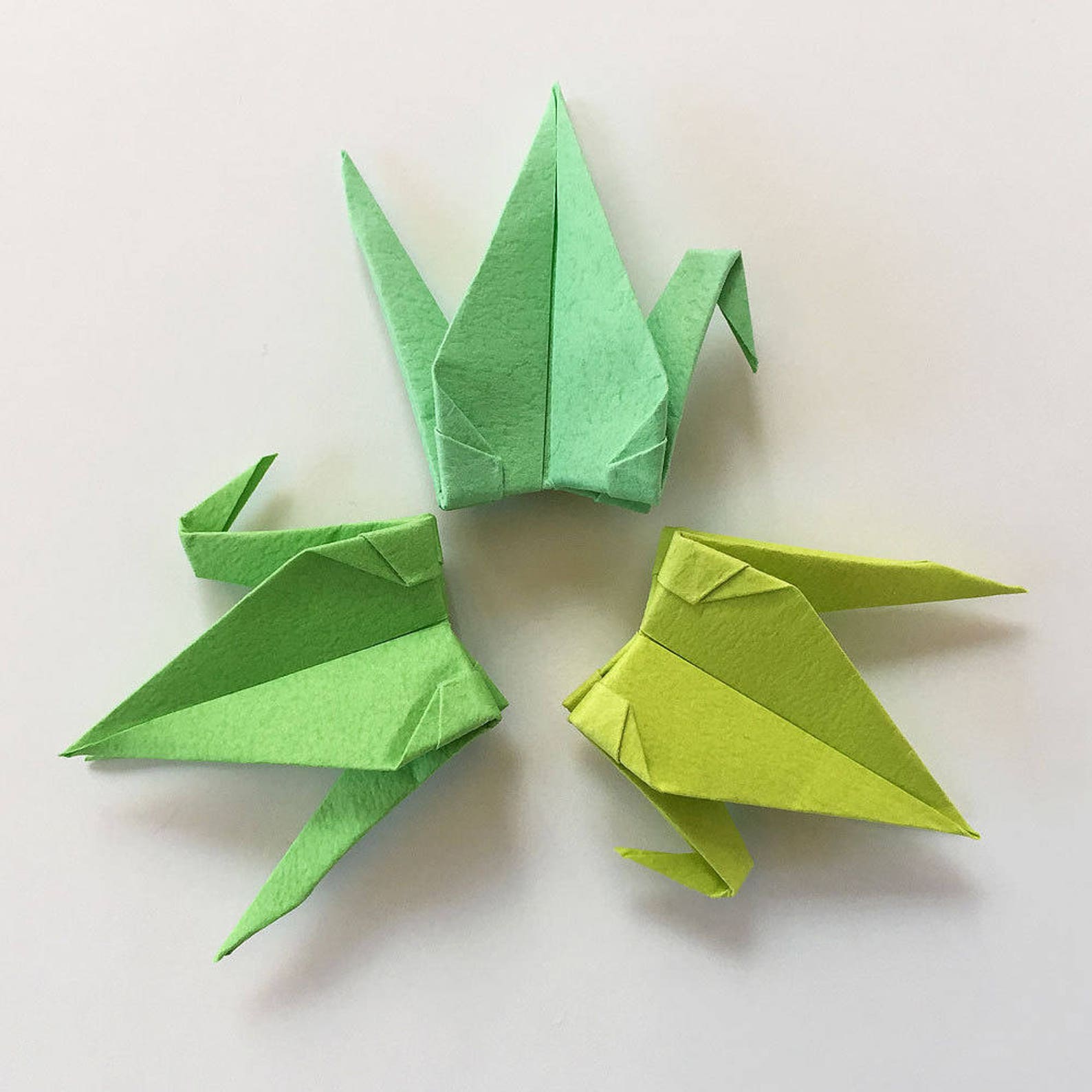 Set of 48 3" Green Tones Tant Origami Paper Cranes - Etsy