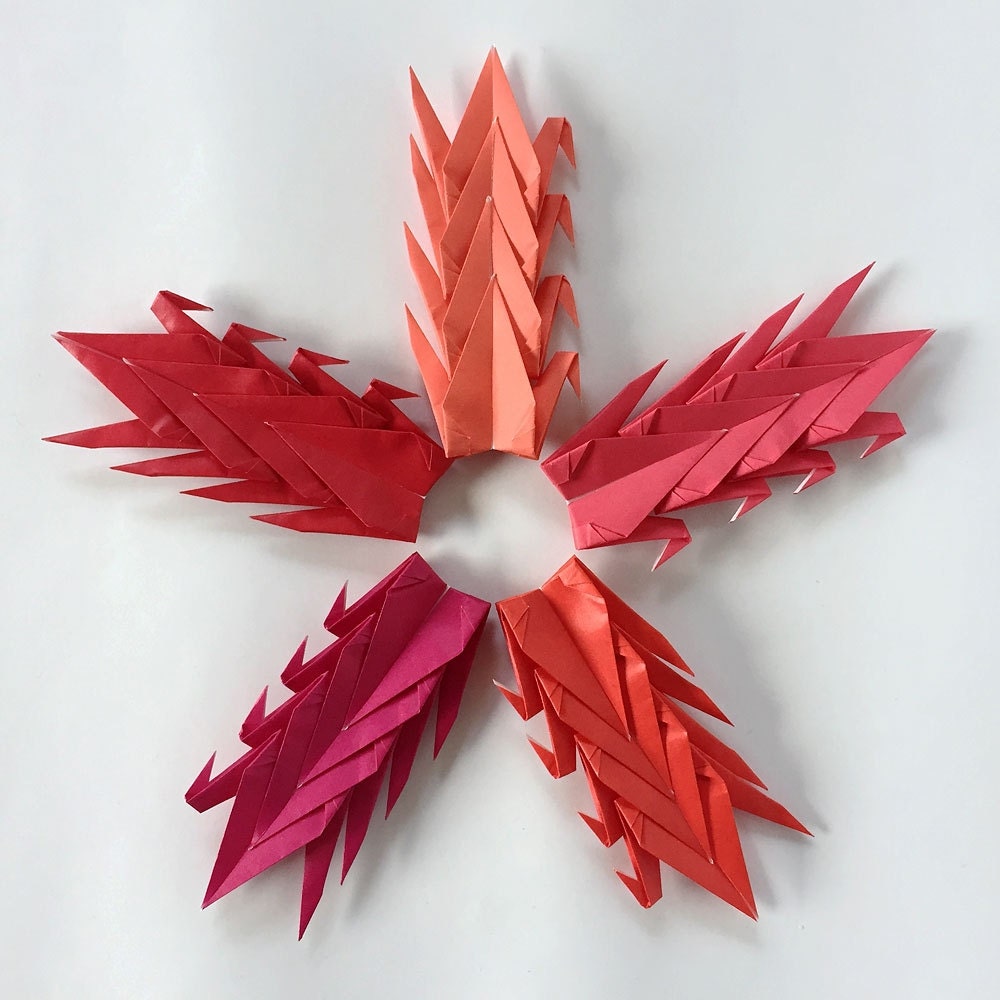100 3" Origami Paper Cranes, Red Tones Tsuru, Wedding Decor, 1 Year ...