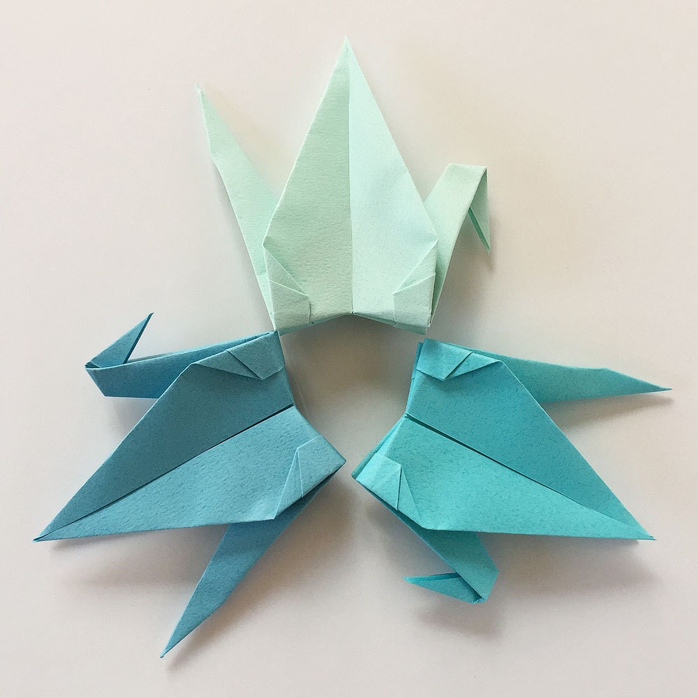 Set of 48 6 Blue Tones Tant Origami Paper Cranes - Etsy