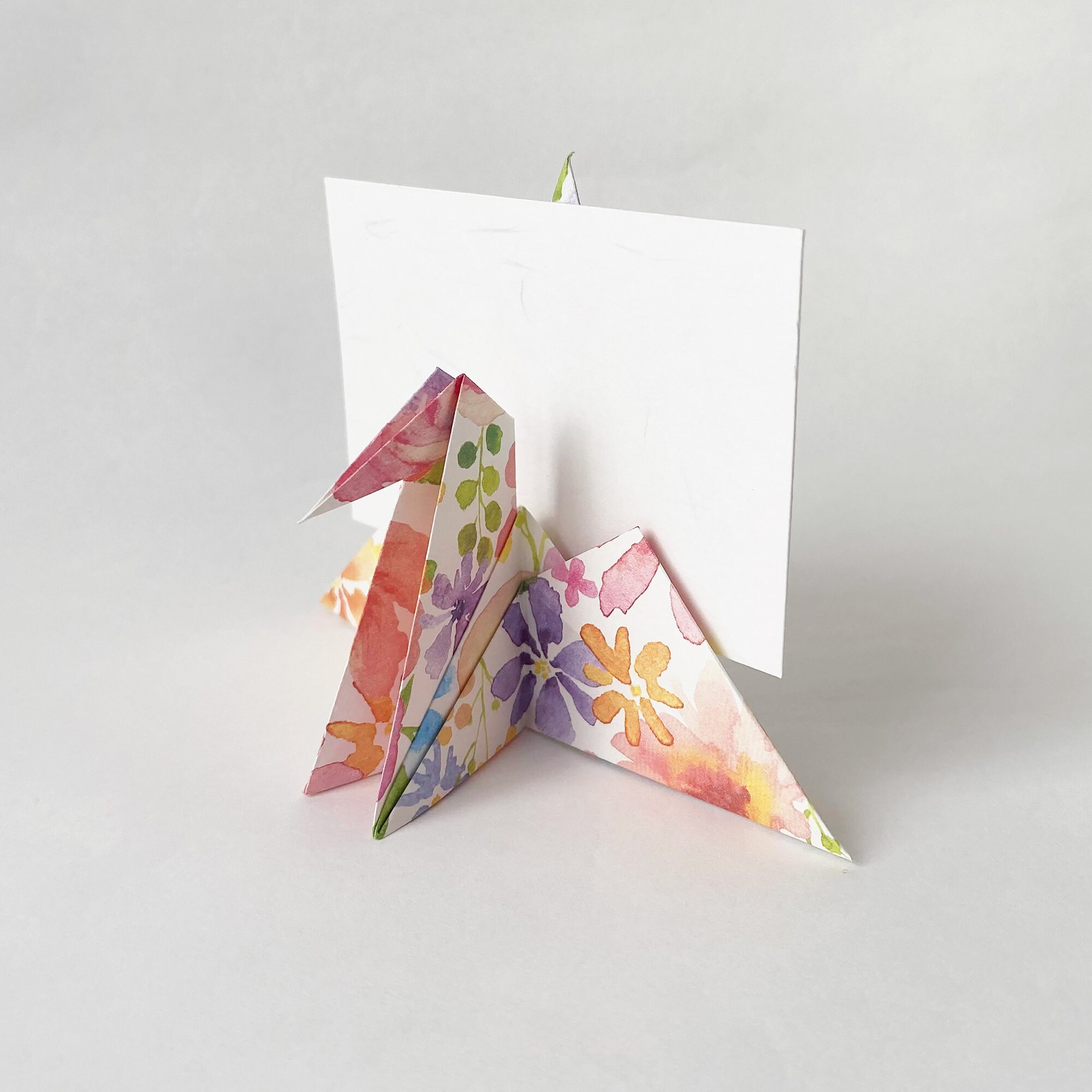 Set of Origami Crane Place Card Holders for Weddings, Floral Pattern ...