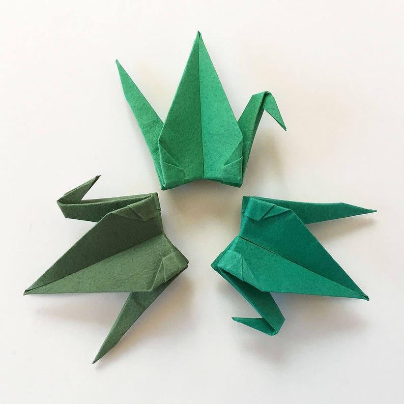Set of 48 3" Green Tones Tant Origami Paper Cranes - Etsy