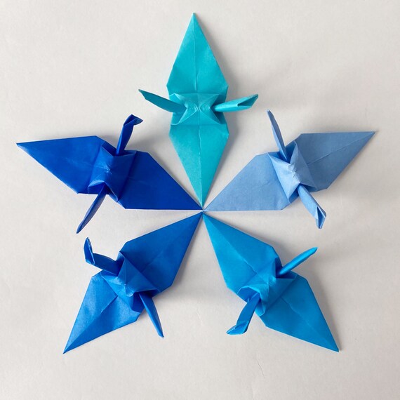 100 6 Origami Paper Cranes Blue Tones Tsuru Wedding | Etsy