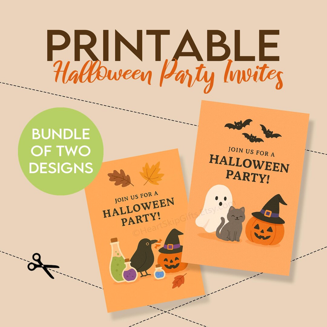Printable Halloween Invitation Card - Halloween Party Invite - Greeting ...