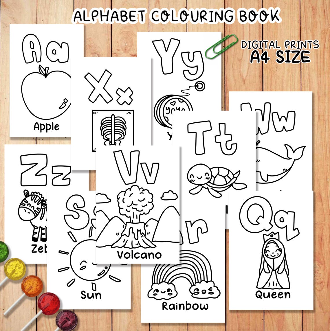 Coloring Book, Alphabet, Cute, Kindergarden, Kawaii, Colour Booklet ...