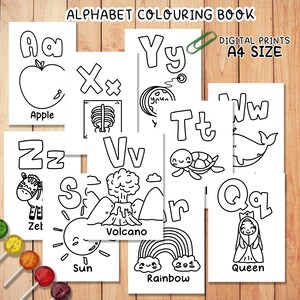 Coloring Book, Alphabet, Cute, Kindergarden, Kawaii, Colour Booklet ...