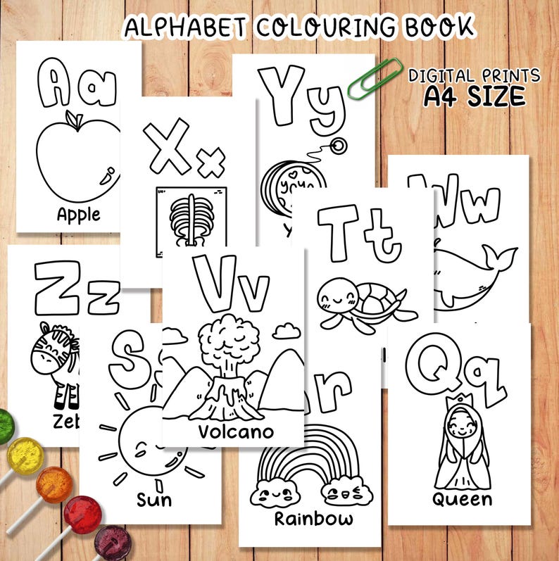 Coloring Book, Alphabet, Cute, Kindergarden, Kawaii, Colour Booklet ...
