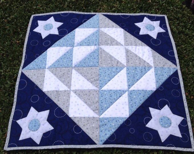 Blue and Gray Square Quilted Table Topper - Etsy