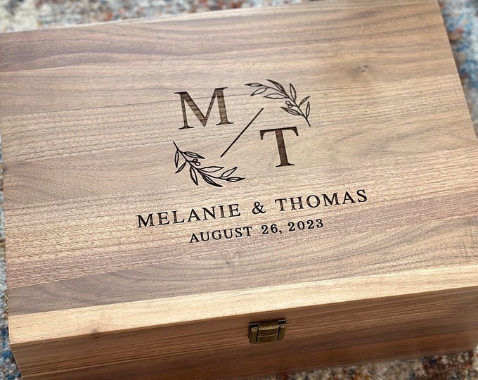 Personalized Walnut Keepsake Box, Wedding Memory Box, Wedding Keepsake ...