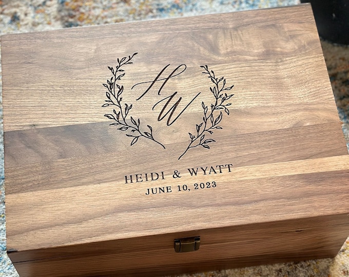 Personalized Walnut Keepsake Box, Wedding Memory Box, Jewelry Photo Box ...