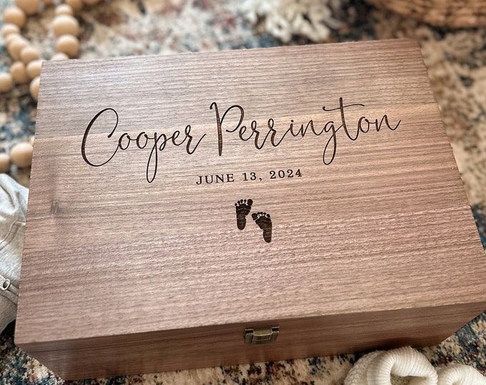 Family Box, Keepsake Box, Wood Personalized Box, Wooden Memory Box With ...