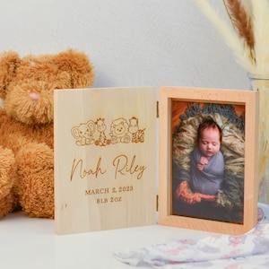 Personalized Baby Photo Frame Engraved Wooden Frame Birth Announcement ...