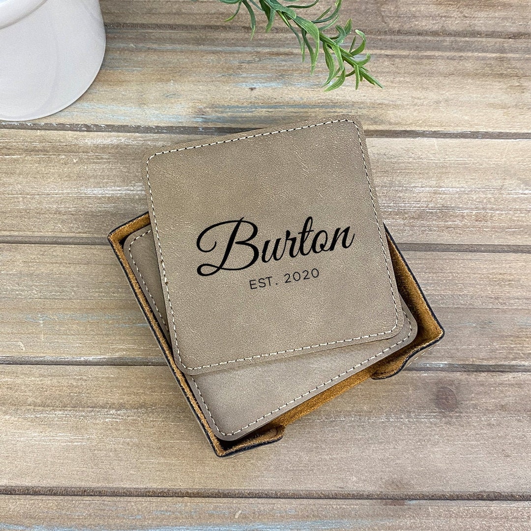 Leather Coasters Set of (6), Drink Coaster, Coaster Gift Set ...