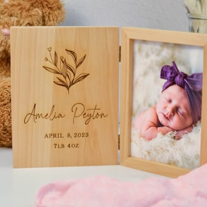 Personalized Baby Photo Frame Engraved Wooden Frame Birth Announcement ...