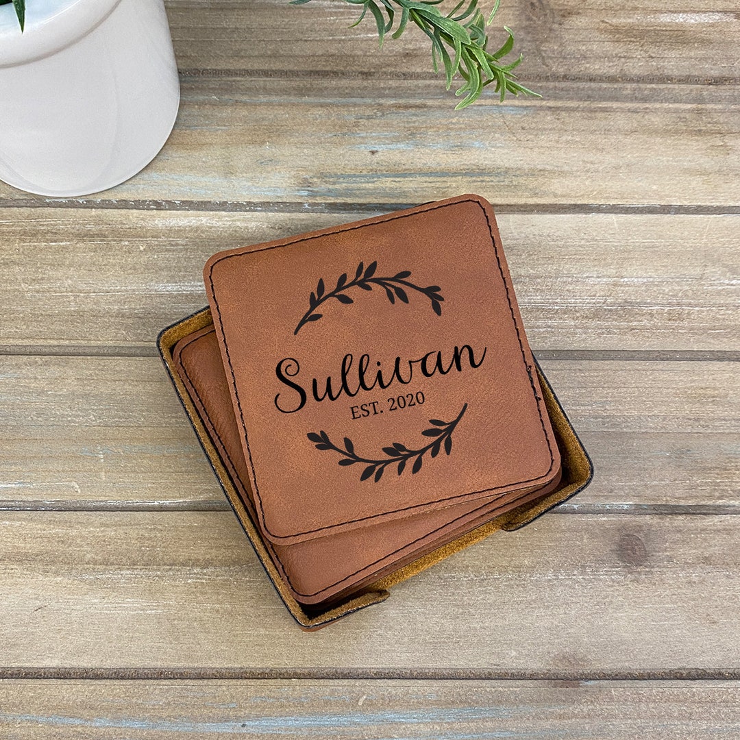 Personalized Coasters Set of 6, Engraved Coasters, Housewarming Gift ...