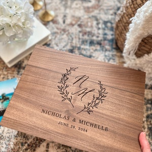 Personalized Walnut Keepsake Box, Wedding Memory Box, Jewelry Photo Box ...