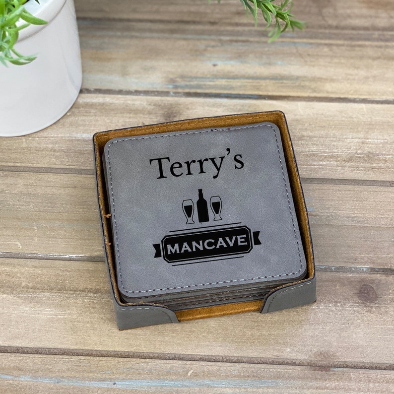 Personalized Coasters Set of 6 Engraved Coasters Man Cave - Etsy UK