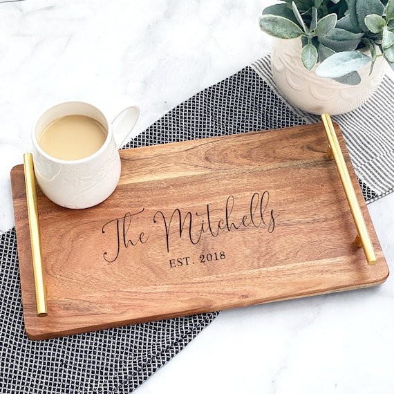 Wooden Serving Tray Personalized Serving Tray With Handles Wooden Coffee Serving Tray Wedding Gift Coffee Table Home Decor Breakfast Etsy Ireland