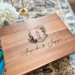 Personalized Walnut Keepsake Box, Wedding Memory Box, Jewelry Photo Box ...