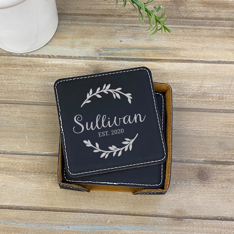 Personalized Coasters Set of 6 Engraved Coasters | Etsy