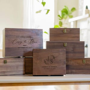 Personalized Walnut Keepsake Box, Wedding Memory Box, Wedding Keepsake ...
