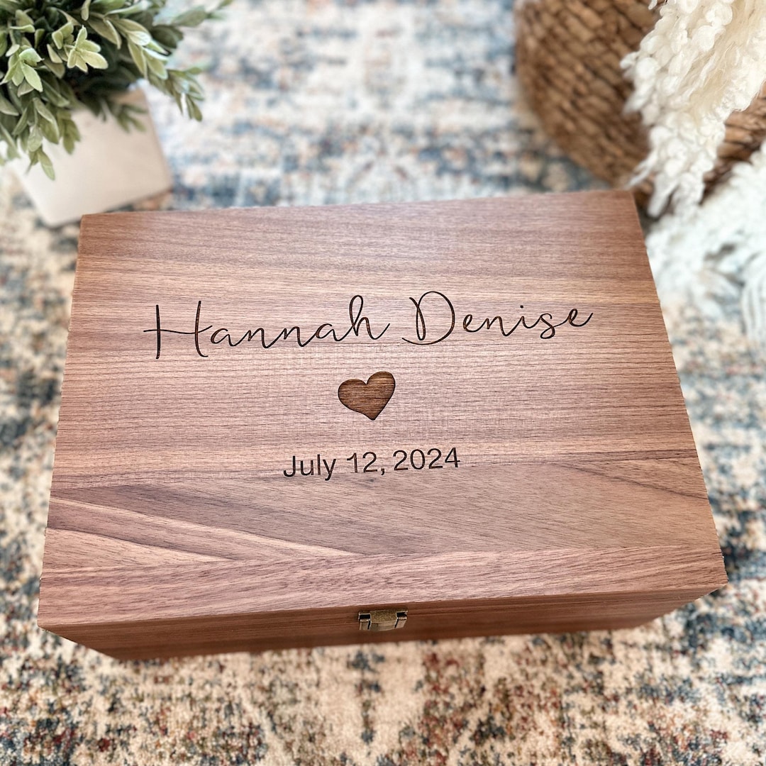 Baby Memory Box, Baby Keepsake Box, Walnut Personalized Keepsake Box ...