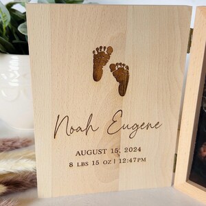 Personalized Baby Photo Frame - Engraved Wooden Frame - Birth ...