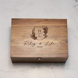 Personalized Walnut Keepsake Box, Wedding Memory Box, Jewelry Photo Box ...